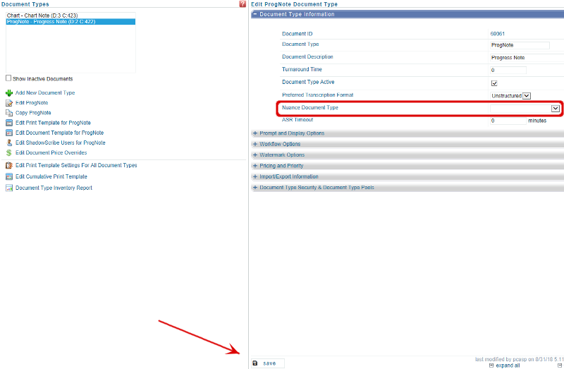 Enabling or Disabling a Document Type for ASR